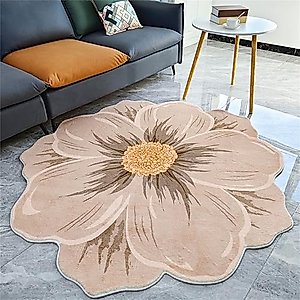 rugylsf Faux Cashmere Floral Rugs Soft Washable Microfiber Rugs Absorbent Bathroom Non-Slip Floor Mats 2.6ft Modern Boho Bedroom Decor Bedside Small Rugs Floral Rugs Brown Rugs Kids Rugs