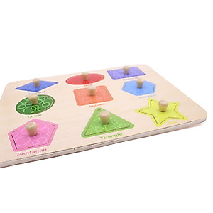 Aile Toddler Wooden Preschool Learning Shape Peg Puzzle Board Toys