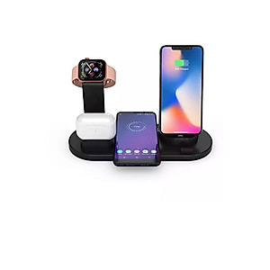 Wirless Charger 4 in 1 Multifunction Chargers 15w Fast 6 in 1 Charging Dock for AirPods Watch Phone iPhone 14/13/12/11/pro/pro max/X/Xmax (Black)