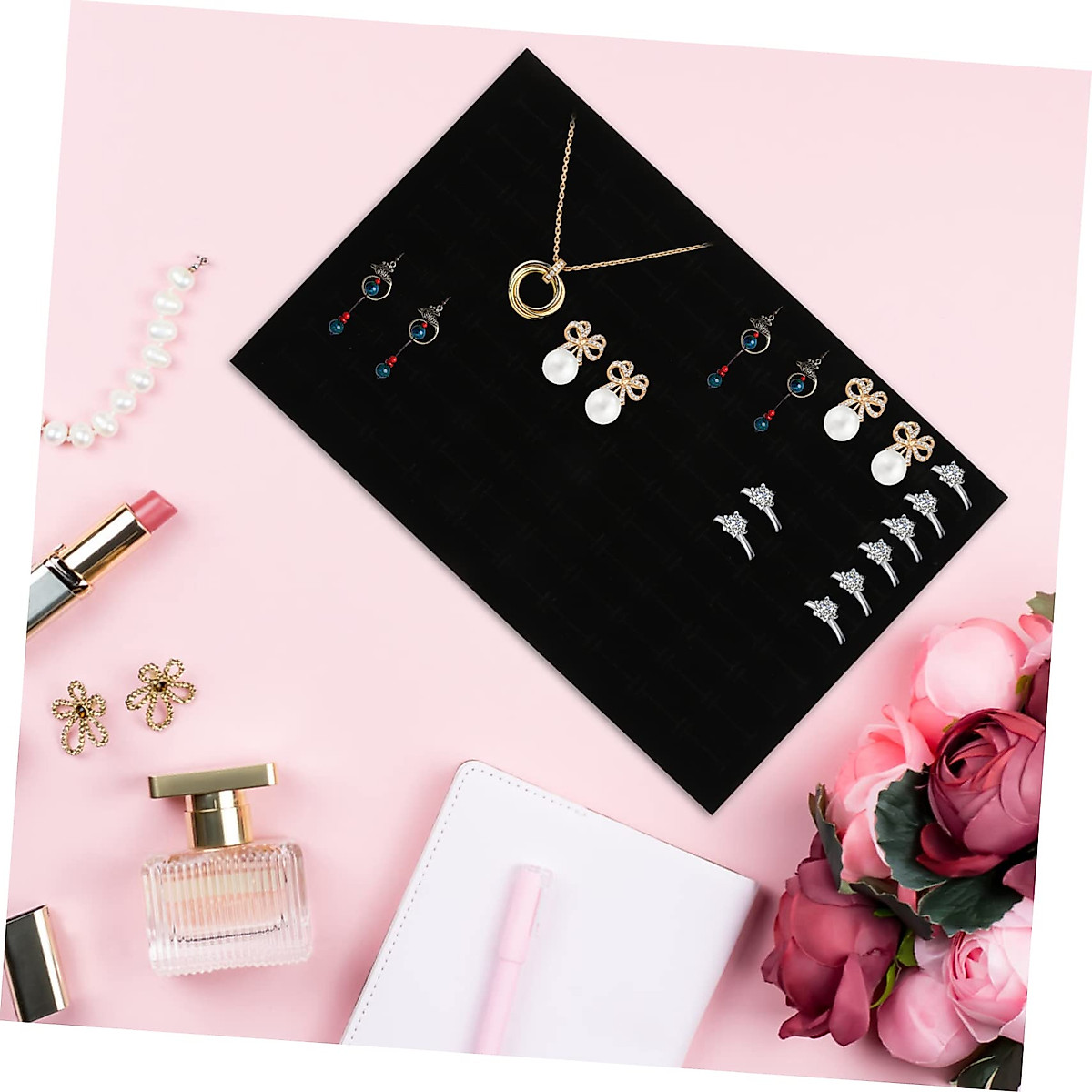 ABOOFAN 16 Pcs Jewelry Box Pad Ring Display Case Glasses Necklace Rearring Organizer Earring Sponge Pad Ring Insert Display Pad Black Earrings Holder Jewelry Sponge Holder Monitor Drawer