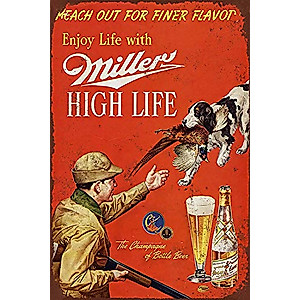 New Tin Sign 1958 Miller Beer and Pheasant Hunting Aluminum Metal Sign 8x12 Inches