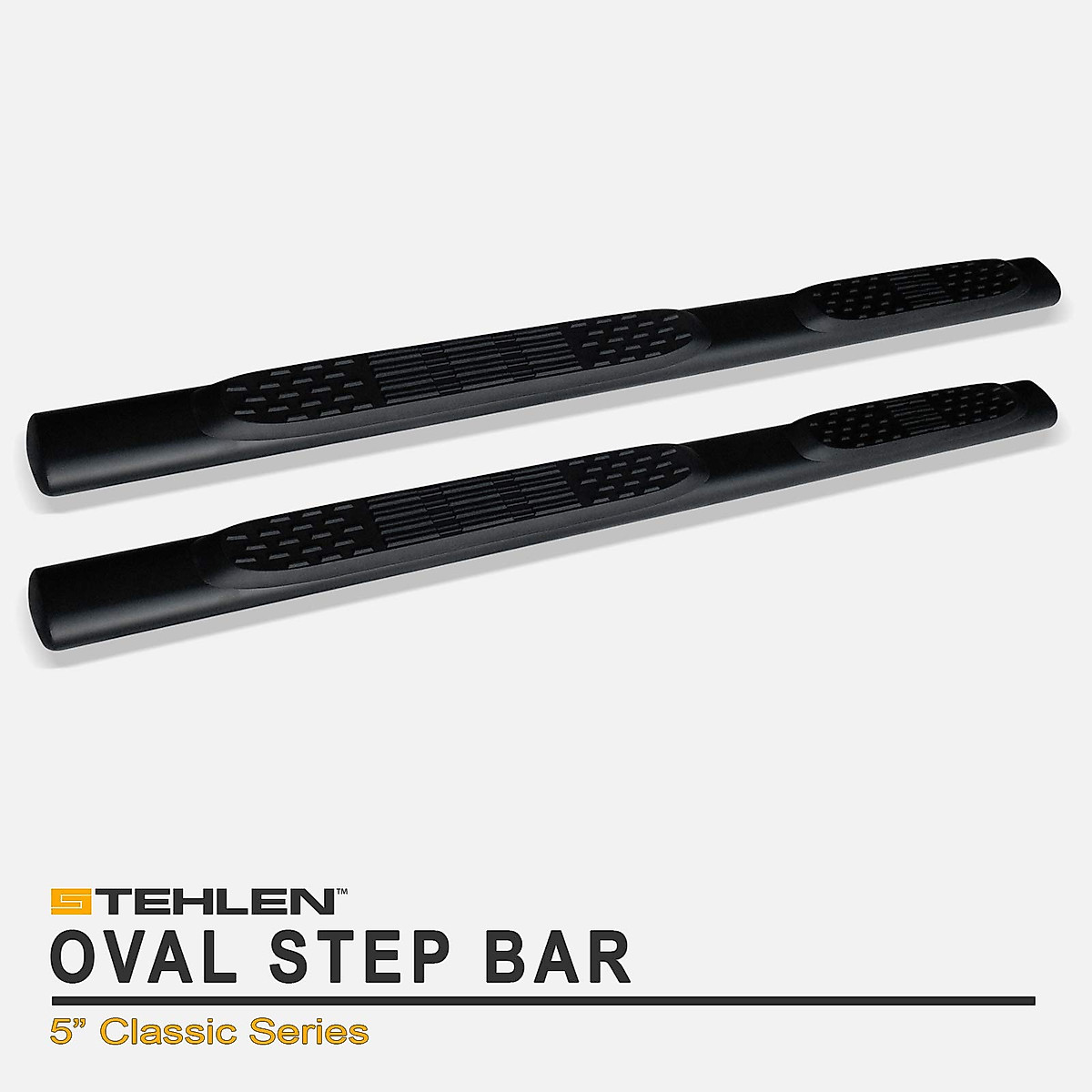 Stehlen 733469497127 Compatible with 1999-2016 Ford F250 / F350 / F450 / F550 Superduty Super (Extended) Cab 5" Oval Side Step Nerf Bars - Matte Black