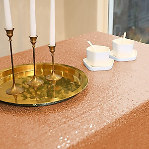 Rectangle 60X120 inch Rose Gold Sequin Table Cloths for Parties, Glitter Shiny Overlay Cover Fitted 6 FT Food Dessert Cake Tables for Birthday Wedding Baby Shower Holiday Reception Decoration