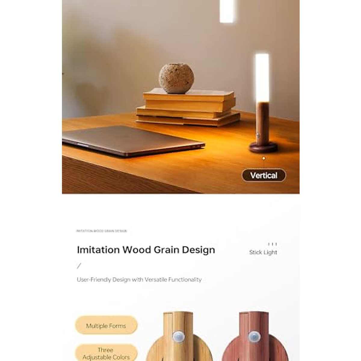 Portabl Bar-Shaped Smart Motion Sensor Night Light, Build in Rechargeable Battery Magnetic LED Wall Sconce for Living Room, Bedroom, Hallway, Wardobe. (1 Pack)