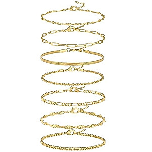 Reoxvo Dainty Gold Jewelry Bracelets for Women Trendy 14K Gold Plated Paperclip Cuban Link Chain Bracelets Set for Women Stackable