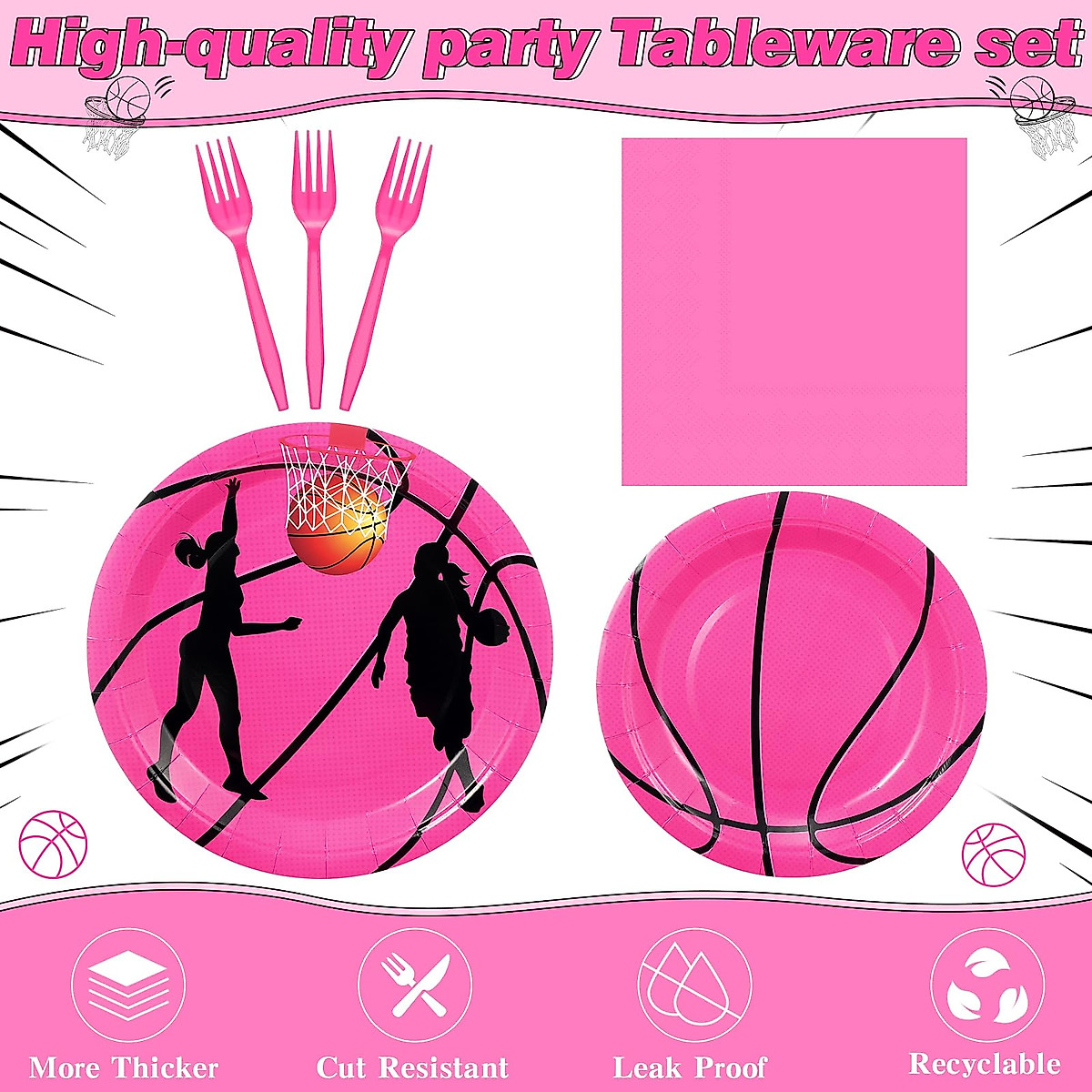 Zubebe 120 Pcs Pink and Gold Party Supplies for 24 Guests Baby Shower Disposable Dinnerware Set Includes 48 Paper Plates 24 Cups 24 Forks 24 Napkins for Wedding Party Bridal Shower Baby Shower