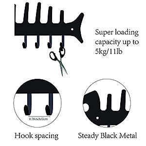 CREATCABIN Fishbone Key Holder Hanger Towel Rack Organizer with 6 Hooks Wall Mounted Decorative for Wall Bathroom Kitchen Entryway Door Including Screws and Anchors 10.6" x 3.9"