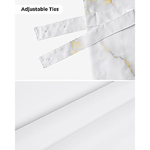 Tie Up Curtain Valance for Kitchen,Abstract Geometric Pirate Dog White Gold Marble Window Valances Adjustable Tie-up Shade Valance,Cartoon Animal Rod Pocket Short Curtains for Bathroom 54x18in