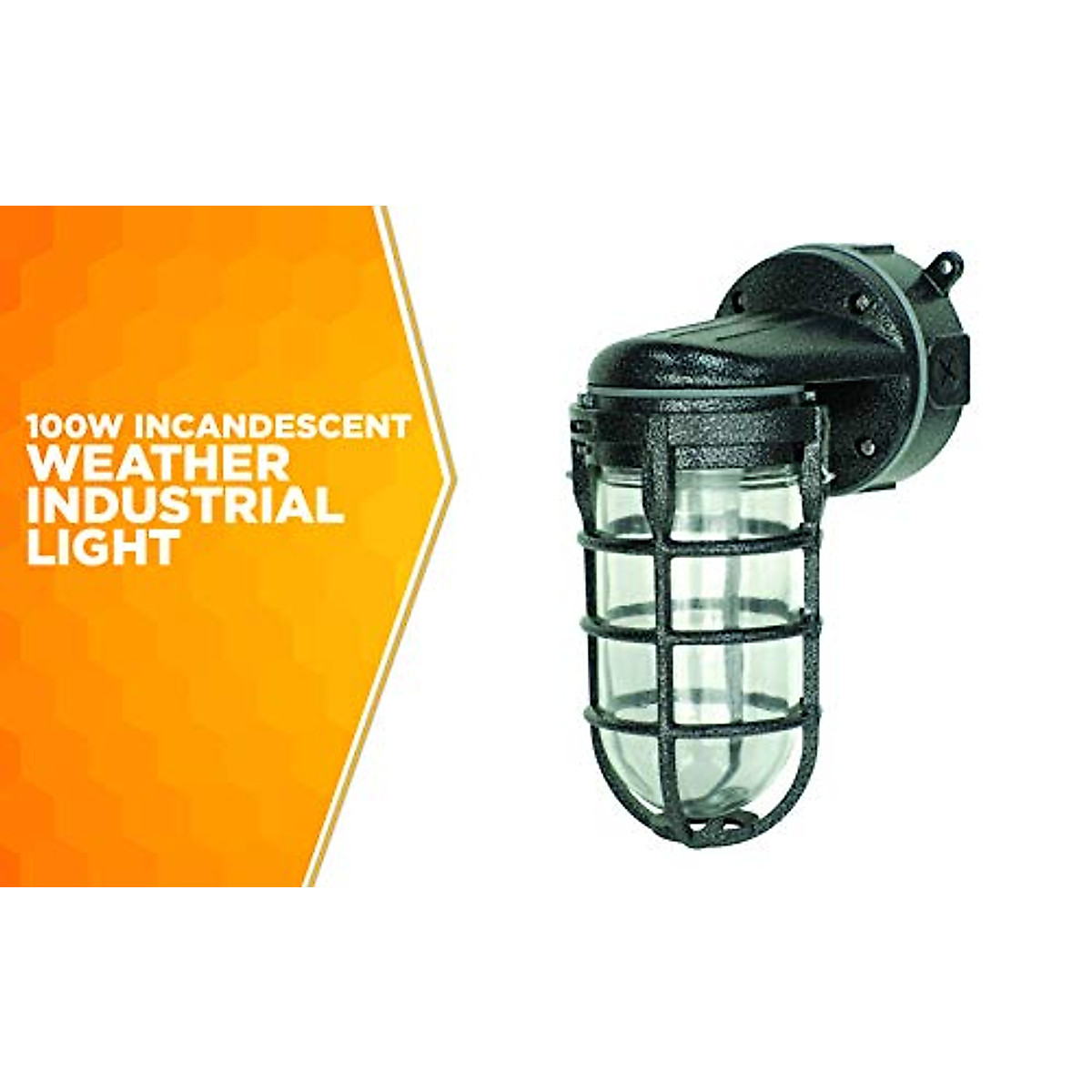 Woods L1707SVBLK Wall Mount Light in Hammered Black Finish Sturdy Die Cast Aluminum Cage; 100 Watt Incandescent; Industrial Design; Suitable for Indoor and Outdoor Use