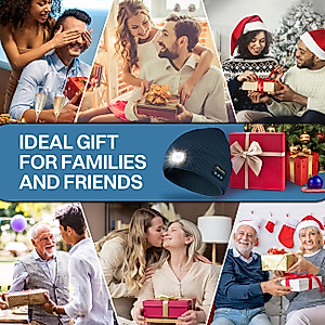 Bosttor Bluetooth Beanie Hat with Light, Headlamp Cap with Headphones and Built-in Speaker Mic, Gifts for Men Women Teen Army Green