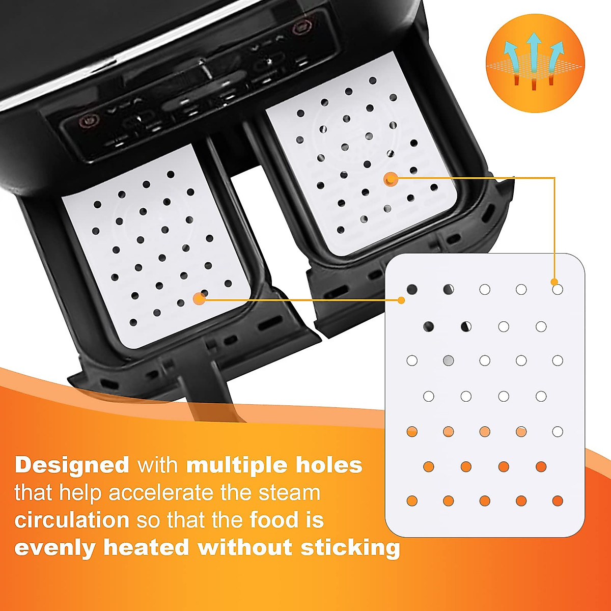 BABORUI 130Pcs Air Fryer Baking Parchment, Disposable Air Fryer Baking Papers Compatible with Ninja Foodi Dual Air Fryer DZ201, Non-Stick Parchment Baking Paper Air Fryer Accessories with Holes