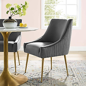 Modway Discern Pleated Back Upholstered Performance Velvet Dining Chair, Gray