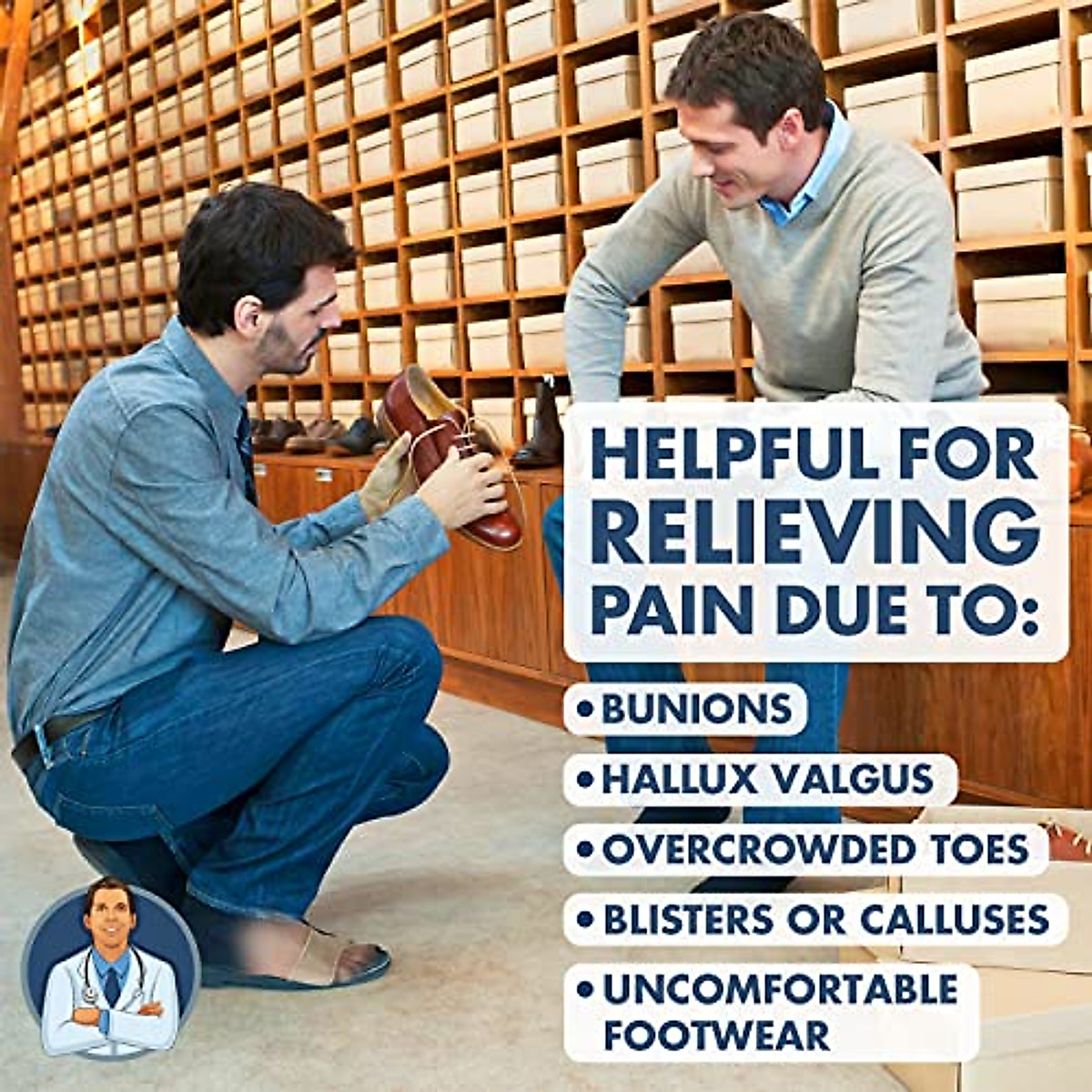 Dr. Frederick's Original Bunion Sleeves - 2ct. - Thin Bunion Relief Socks - Orthopedic Bunion Cushion for Women & Men - Gel Pad Bunion Guard, Big Toe Separator - Small - W5-6.5 | M4.5-6