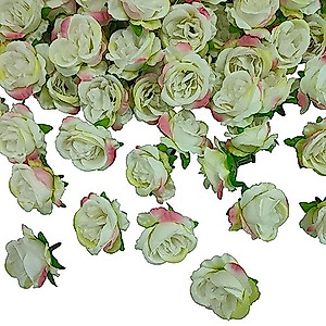 ATFL 2.2'' Off White Rose Heads Artificial Bulk,Satin Rose Flower Heads,80Pcs Silk Rose Heads,Fake Flower No Stem for DIY Flower Well,Artificial Stemless Rose Flower Heads for DIY Crafts Bouquet