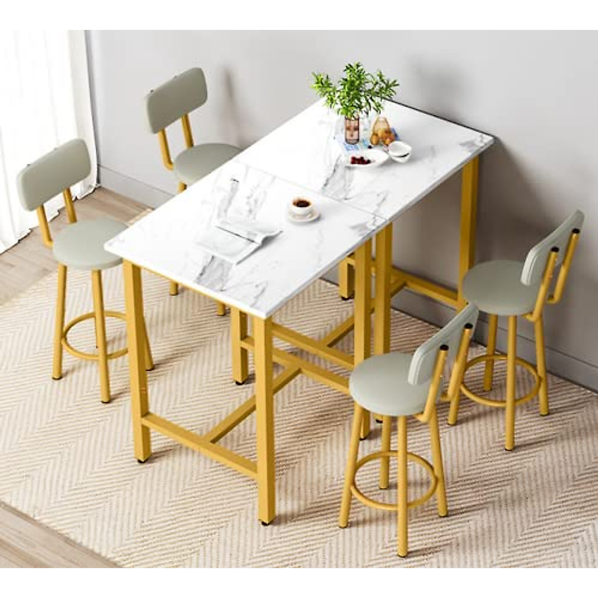 AWQM Table, 3-Piece Set, White & Gold
