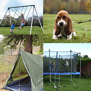 Ground Anchors Screw in 15 Inch Set of 4 Tent Stakes Heavy Duty Trampoline Anchor Kit Earth Anchor Swing Set Anchors for Metal Swing Set Trampoline Anchors High Wind Black