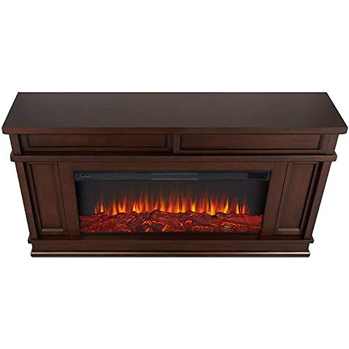 BOWERY HILL Traditional Electric Fireplace Wooden Surround Mantel Heater with Remote Control, Adjustable Led Flame, 1500W in Dark Walnut
