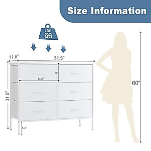 DUMOS Dresser for Bedroom with 6 Drawers, Clothes Drawer Fabric Closet Organizer, Cloth Dresser with Metal Frame and Wood Tabletop Chest Storage Tower for Kids Room, Nursery, Living Room, Entryway