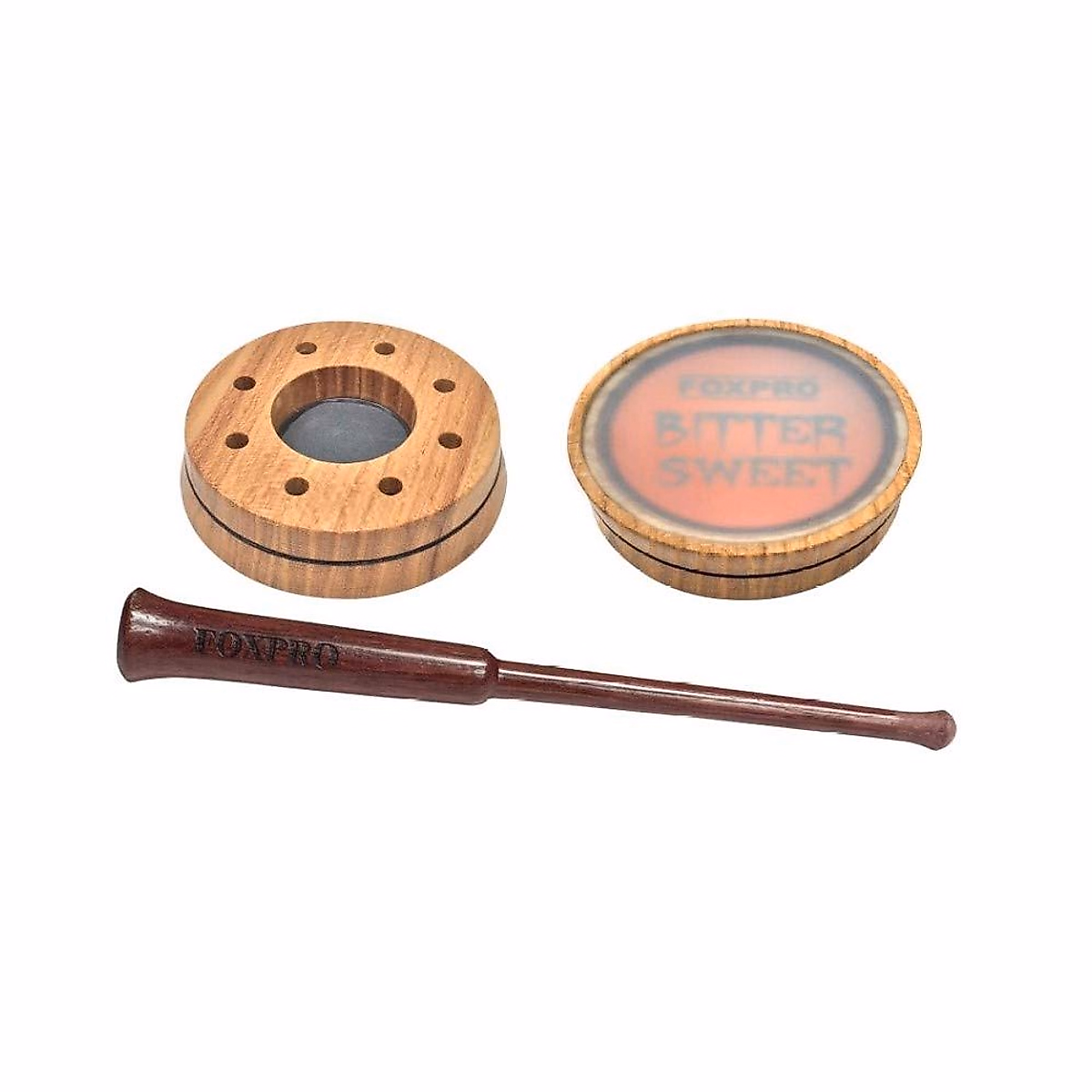 FOXPRO Bittersweet Pot Glass and Slate Turkey Call for Hunting Two-Sided Turkey Pot Call Honey Locust Wood Pot and One-Piece Purple Heart Striker