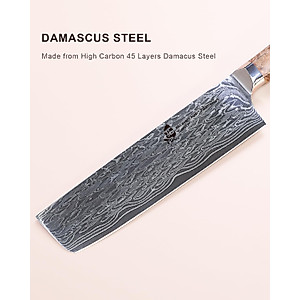 TUO Nakiri Knife 7 inch Japanese Kitchen Knife Nakiri Chef Knife 45-layers AUS-10 Damascus Steel Vegetable Knife Hand Forged Resin Handle with Gift Box