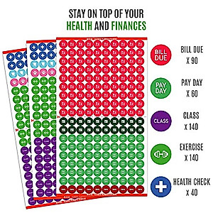 Mirida Planner Stickers – 1867 Daily Icons and Inspirational Stickers for Adults Calendar, Classic Pack for Budget, Work, and Holidays