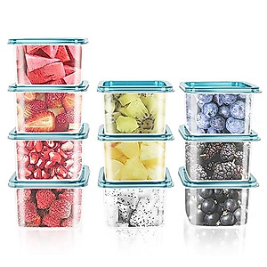 Mosville 10 PCS Small Containers with Lids, 4 OZ Airtight and Stackable Salad Dressing Container To Go and BPA Free Condiment Containers, Baby Food Containers Microwave & Dishwasher Safe……