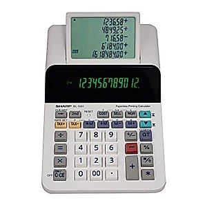 Sharp El-1501 Compact Cordless Paperless Large 12-Digit Display Desktop Printing Calculator That Utilizes Printing Calculator Logic