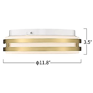 AUTELO Modern Flush Mount LED Ceiling Light Fixture 3000K Dimmable Close to Ceiling Lighting with Frosted Glass Shade in Brass Finish, for Living Room Hallway Bedroom C3578 BRZ LED