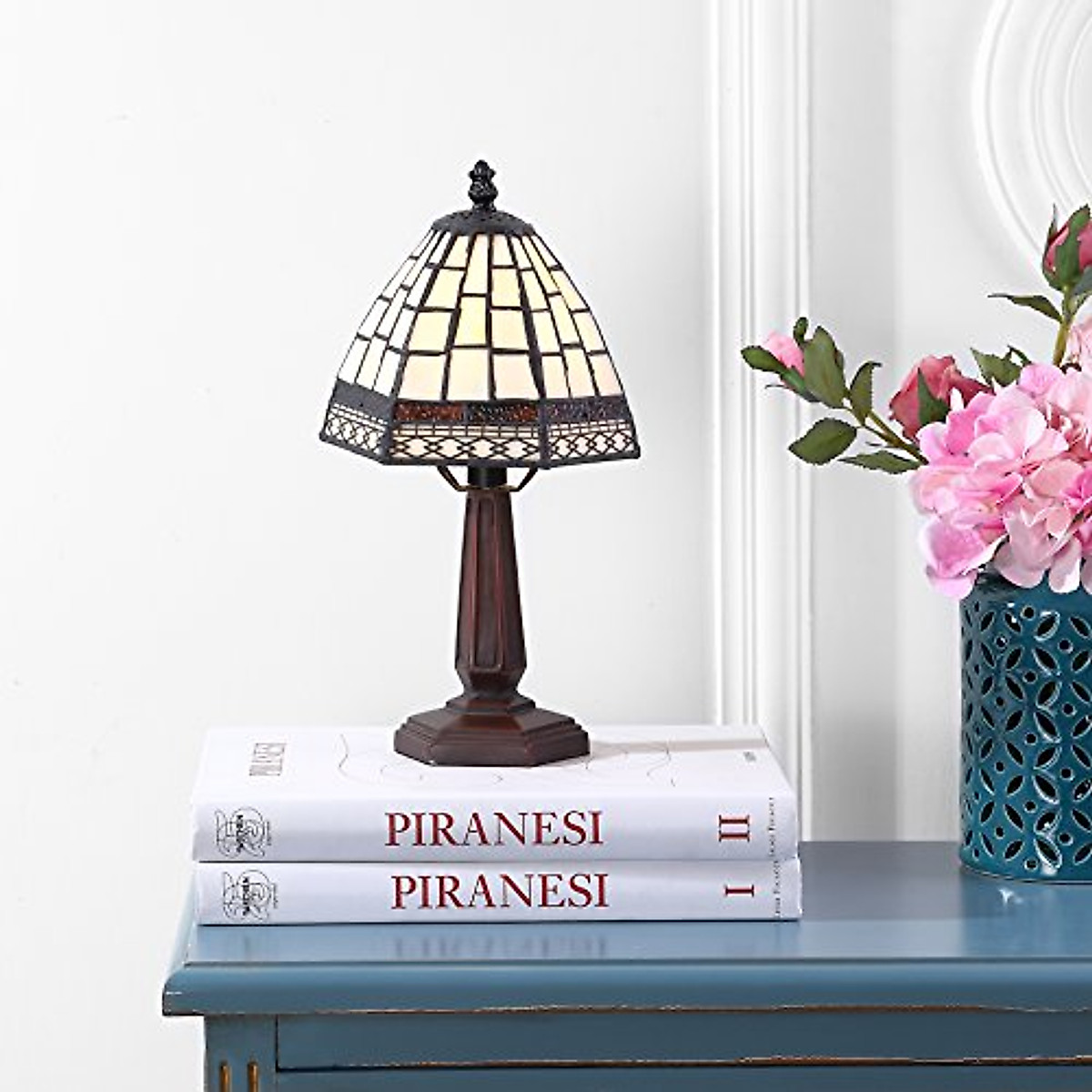 JONATHAN Y JYL8016A Carter Tiffany-Style 12" LED Table Lamp Tiffany,Traditional for Bedroom, Living Room, Office, College Dorm, Coffee Table, Bookcase, Bronze