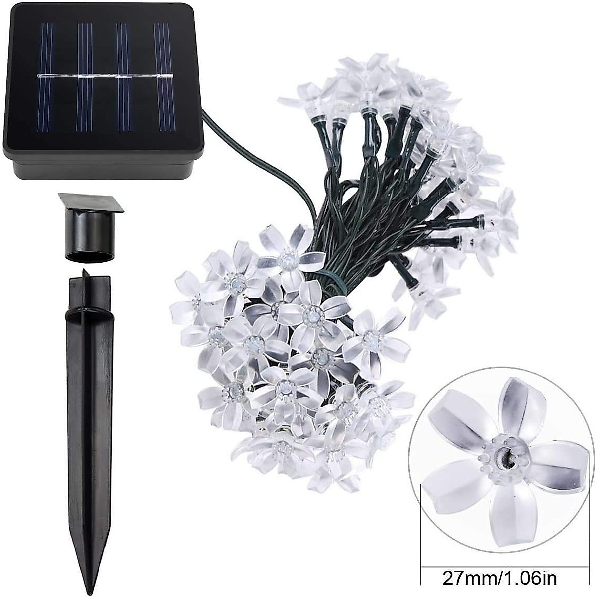 Solar Flower String Lights,AMZSTAR® 21ft 50 LED Peach Blossom Fairy Lights Indoor/Outdoor Decorative String Lights for Home Garden Patio Lawn Party and Weeding Decorations(White)