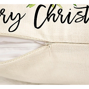 4TH Emotion Christmas Pillow Covers 18x18 Set of 4 Farmhouse Christmas Decorations Merry Christmas Tree Santa Claus Winter Holiday Decor Throw Cushion Case for Home Couch S23C08