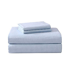 Laura Ashley Home - Full Sheets, Cotton Flannel Bedding Set, Brushed for Extra Softness & Comfort (Blue, Full)