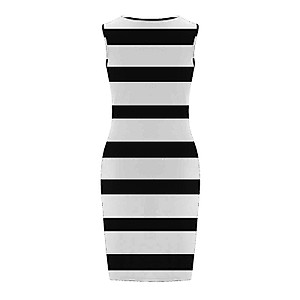 Office Dresses for Women for Work Women's Casual Print Sleeveless Slim Ruched Dress Round Neckline Irregular Hem Mini Black