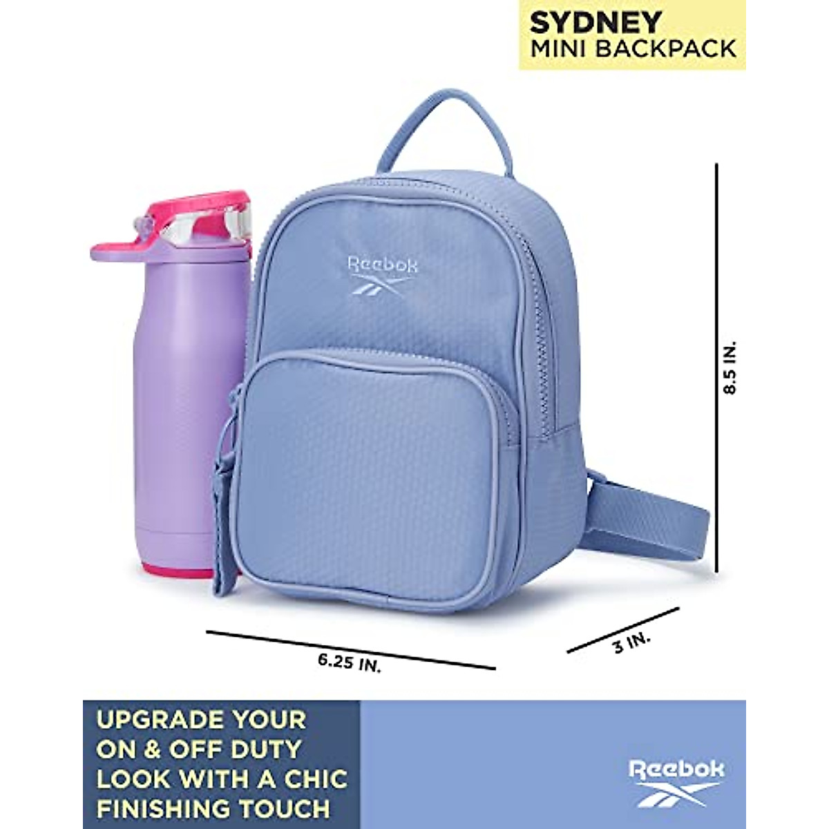 Reebok Women's Backpack - Sydney Lightweight Mini Shoulder Purse - Casual Gym Bag for Kids, Teens, and Adults, Size One Size, Stormy Peri