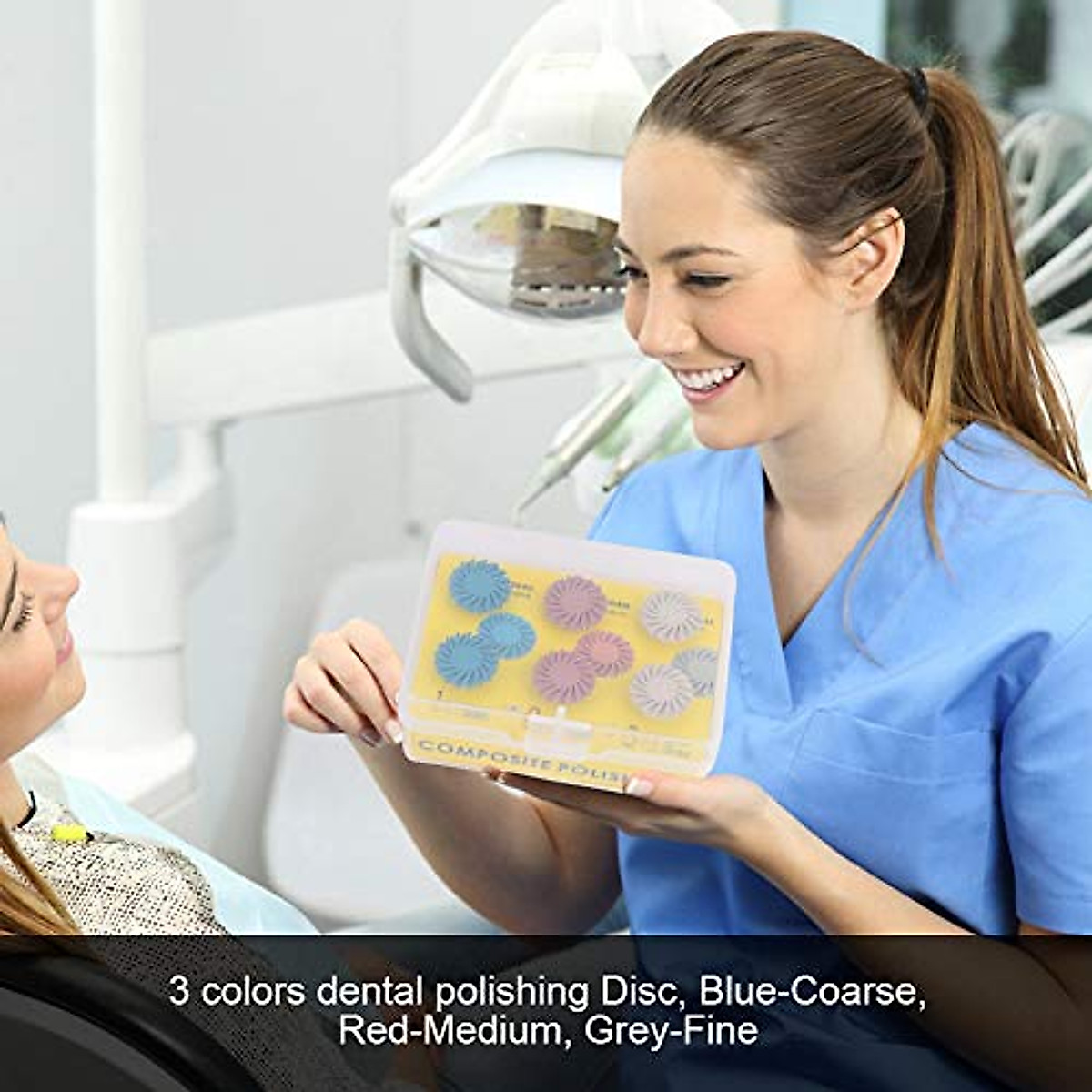 YWBL-WH 6 Pcs Mixed Dental Composite Resin Polishing Disc Kit Spiral Brush Burs with Plastic Storage Box