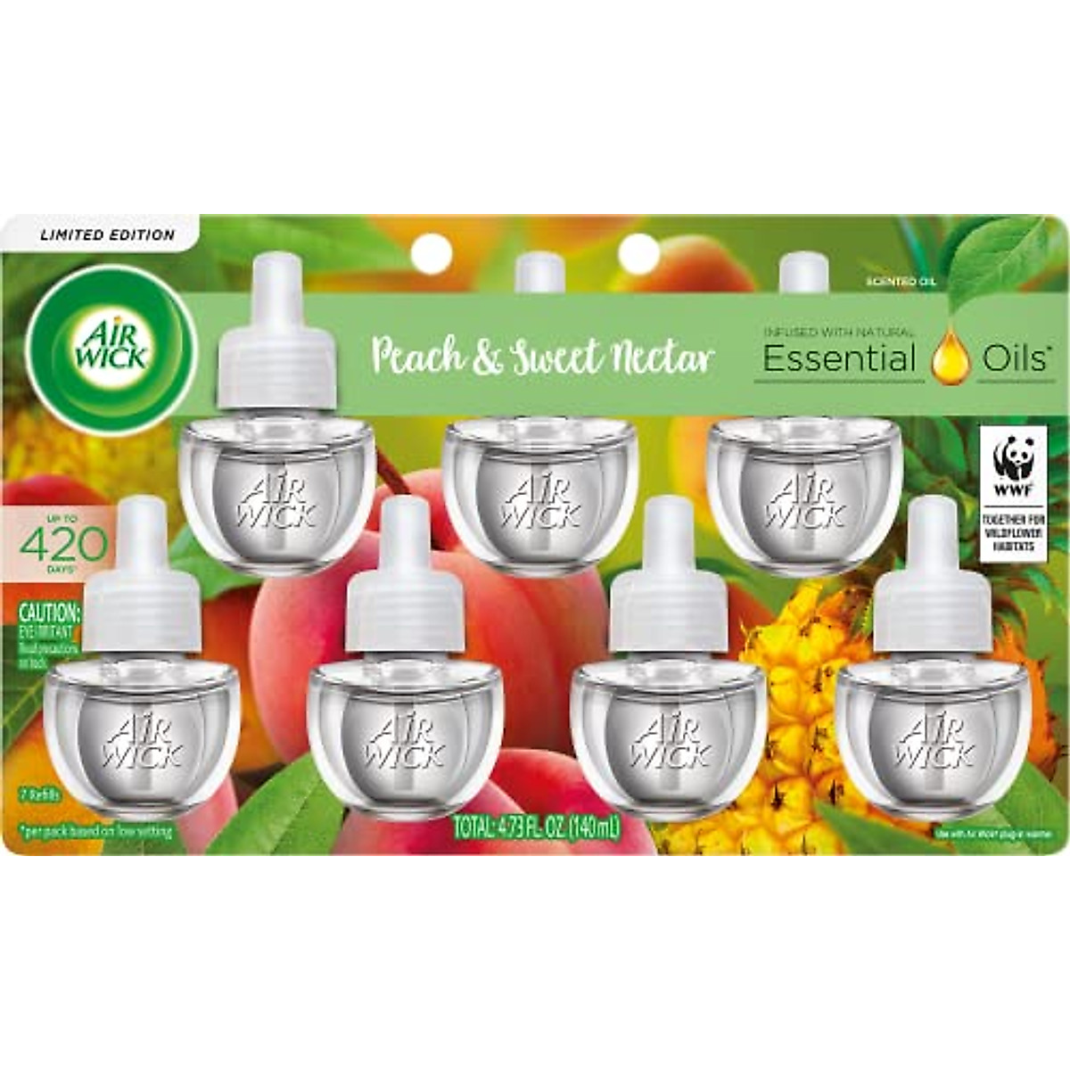 Air Wick Plug in Scented Oil Refill, 7 ct, Peach & Sweet Nectar, Air Freshener, Essential Oils