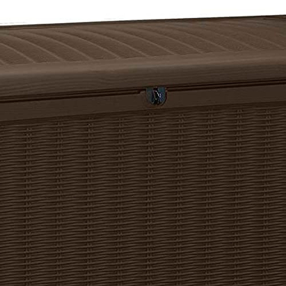 Keter Borneo 110 Gallon All Weather Weatherproof Rattan Wicker Resin Outdoor Backyard Patio Porch Deck Organization Storage Box Bench, Brown (2 Pack)