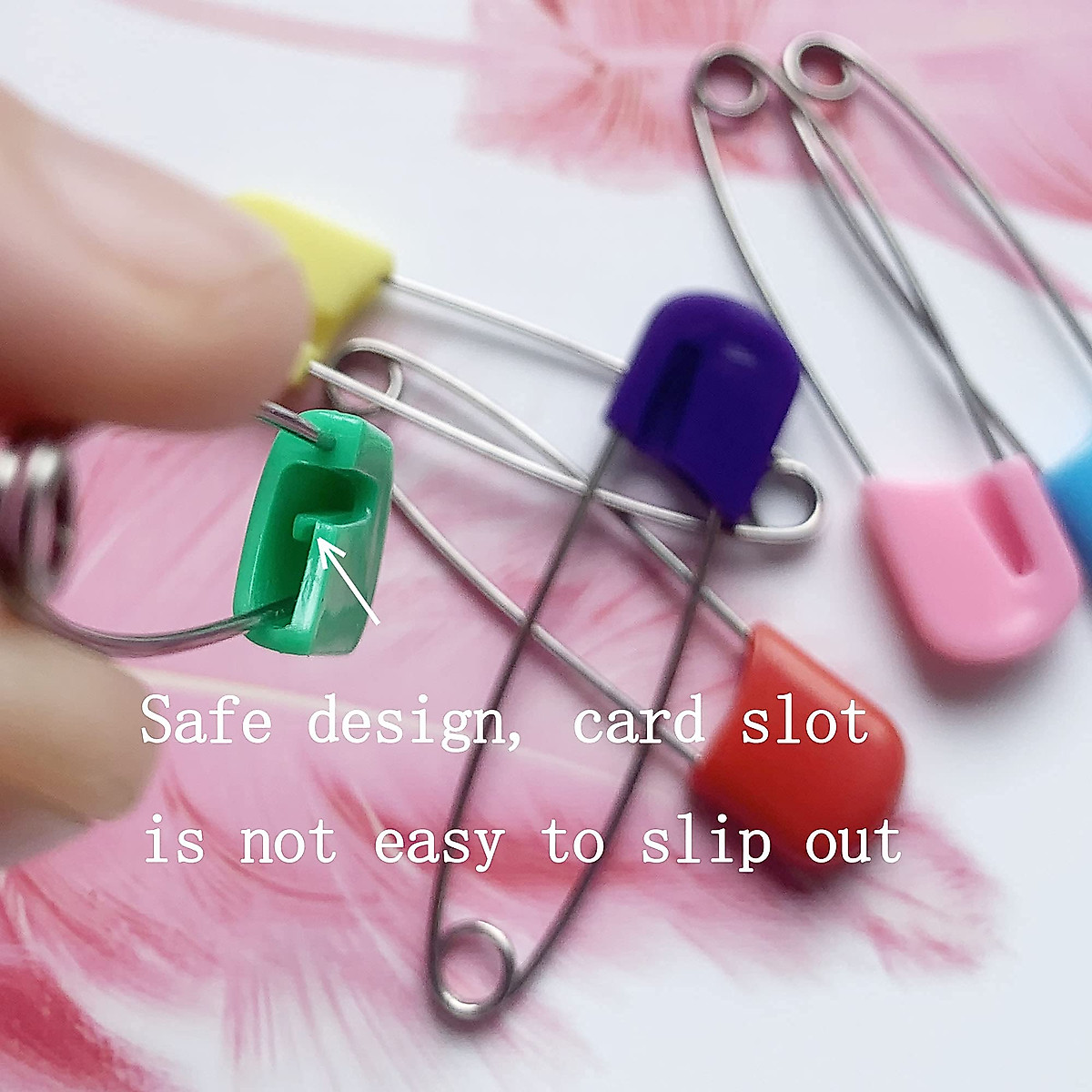 100 Pieces Diaper Pins 2.2 inch Baby Safety Pins Long Plastic Head Safety Pin with Locking Closures Plastic Head Cloth Diaper Pins Stainless Steel Nappy Pins Plastic Head Safety Pin