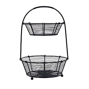 Gourmet Basics by Mikasa Tulsa Fruit Metal Storage Basket, 2-Tier, Black