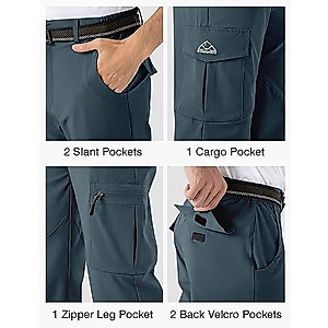 Rdruko Men's Lightweight Work Pants Waterproof Quick Dry Stertch Outdoor Hiking Cargo Pants (Cold Gray,US 36)
