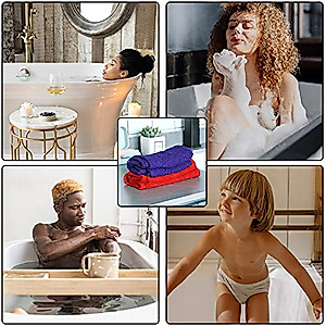 6 Pieces African Bathing Sponge Bath Sponge Exfoliating Shower Body Scrubber Back Skin Smoother for Women Men Body Beauty or Stocking Stuffer (Brown, Green, Orange, Purple, Red, Yellow)