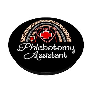 Phlebotomy Assistant Boho Rainbow Funny Phlebotomist PopSockets Standard PopGrip