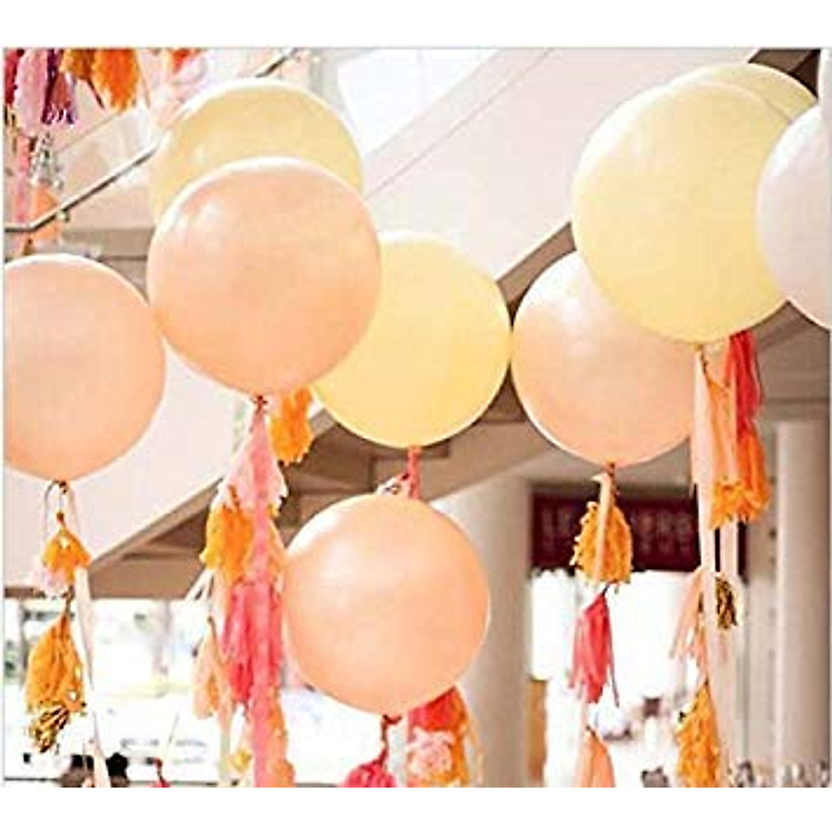 Sopeace 2pcs 36" Giant Black Balloons + 15 (White,Pink,Metallic Gold) Paper Tassel Garland for Birthday/Party/Wedding/Baby Shower Decorations, Event & Party Supplies