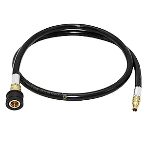 Flame King Quick Connect Hose for RV, Van, Trailer, LP Gas Only, 48 inches (4-Ft), 1/4" ID Thermo Plastic Hose Assembly, 100395-48a , Black