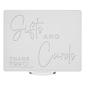 Gifts & Cards Table - Wedding Acrylic Sign (8"H x 10"W, Clear Acrylic)