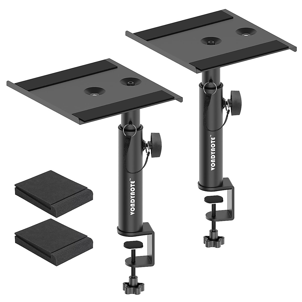 Vondynote Set of 2 Studio Monitor Stands Desktop Speaker Stands Height Adjustable 12" to 18" Speaker Stands with Desk Clamp