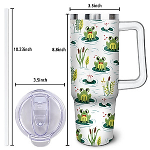 puhnhsv 30 oz Frog Tumbler with Handle and Straw, 30oz Insulated Stainless Frog Tumbler Coffee Travel Mugs Cup Water Bottle Frog Lovers Gifts for Women Girls