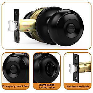 Probrico Matte Black Door Knobs Privacy Interior Door Knob with Lock, Black Bathroom Bedroom Door Knob with Thumb Turning Locking Button, 10 Pack