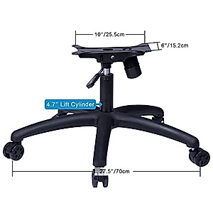 Yoogu 28inch 350lbs Heavy Duty Gaming Office Chair Replacement Base Swivel Chair Base with Bottom Plate Stand Cylinder and Casters