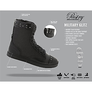 Pastry Military Glitz Adult Dance Sneaker, Black/Black, Size 6.5